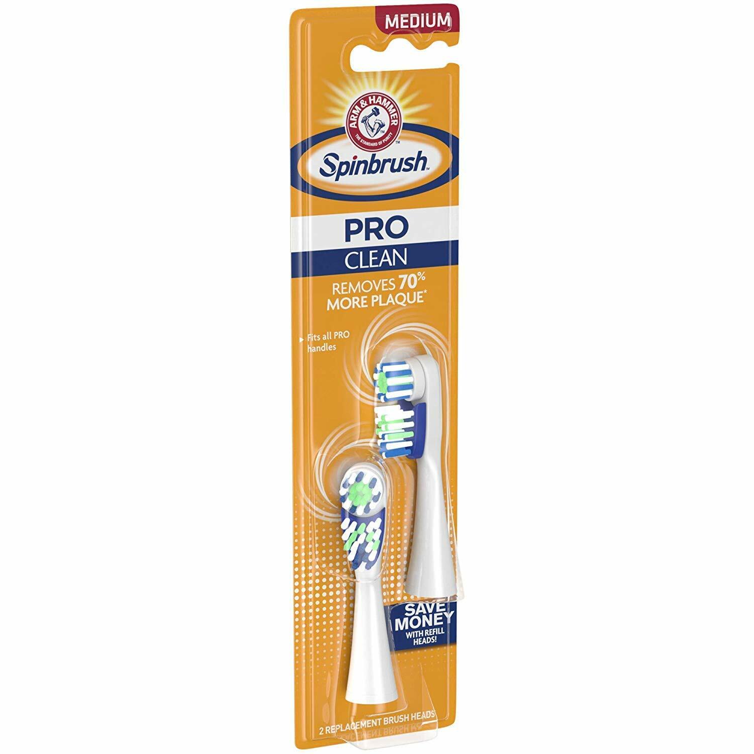 ARM & HAMMER Spinbrush Pro-Clean Replacement Brush Heads, Medium 2 ea ...