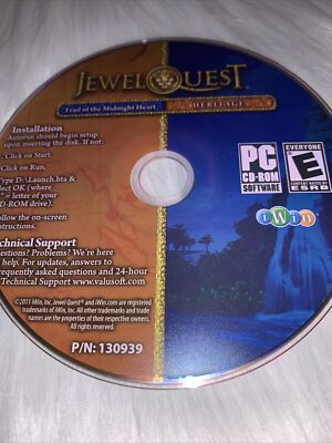 Jewel Quest: Trail of the Midnight Heart/Heritage (PC, 2010) DISC ONLY ...
