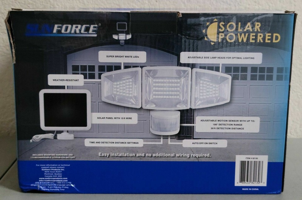 SunForce Solar Triple Head Motion Activated Light 110 LED 1500 Lumens ...