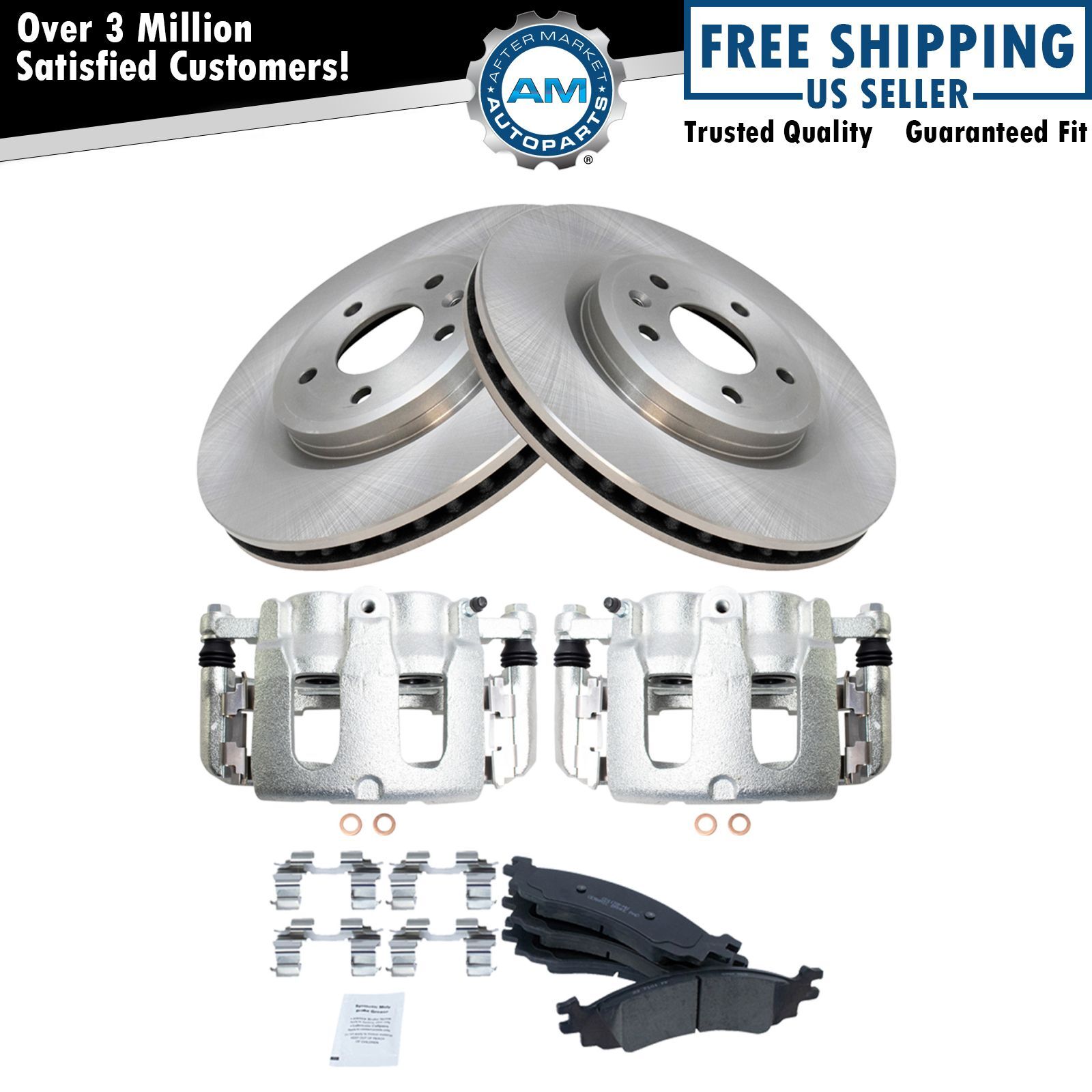 Front Brake Calipers Ceramic Pads & Rotors Fits 2010-2012 Ford Taurus ...