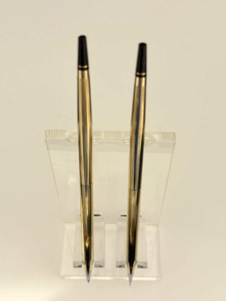 NEW VINTAGE CROSS 12k GOLD-FILLED DESK SET PEN & 0.9mm PENCIL #5022 ...