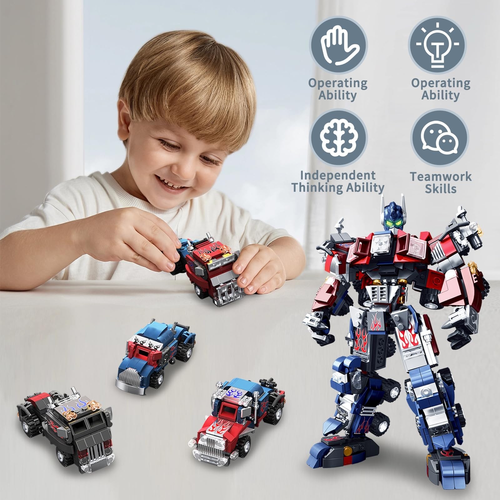 HIGH GODO Transforming Robot Building Set, 4in1 Transforming Mech Truck ...