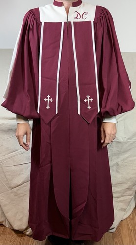 Murphy Robes Clergy Robe White Burgundy Trim Cross Embroidery 3815 Size ...