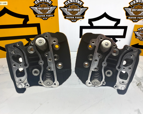 99-06 Harley Touring Softail Dyna Engine Cylinder Heads Black OEM 88ci ...