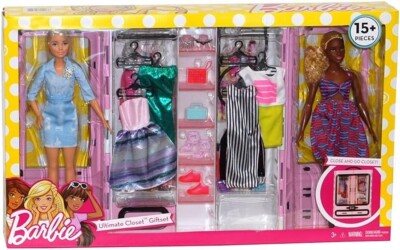 Barbie Doll Ultimate Closet Giftset, 2 Dolls,Closet,Clothing, 15+ Pc ...