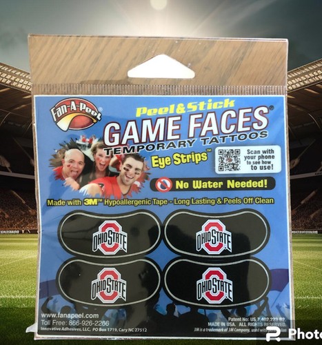 OHIO STATE BUCKEYES Game Face Temporary Tattoo Eye Strips Lot Of 11 ...