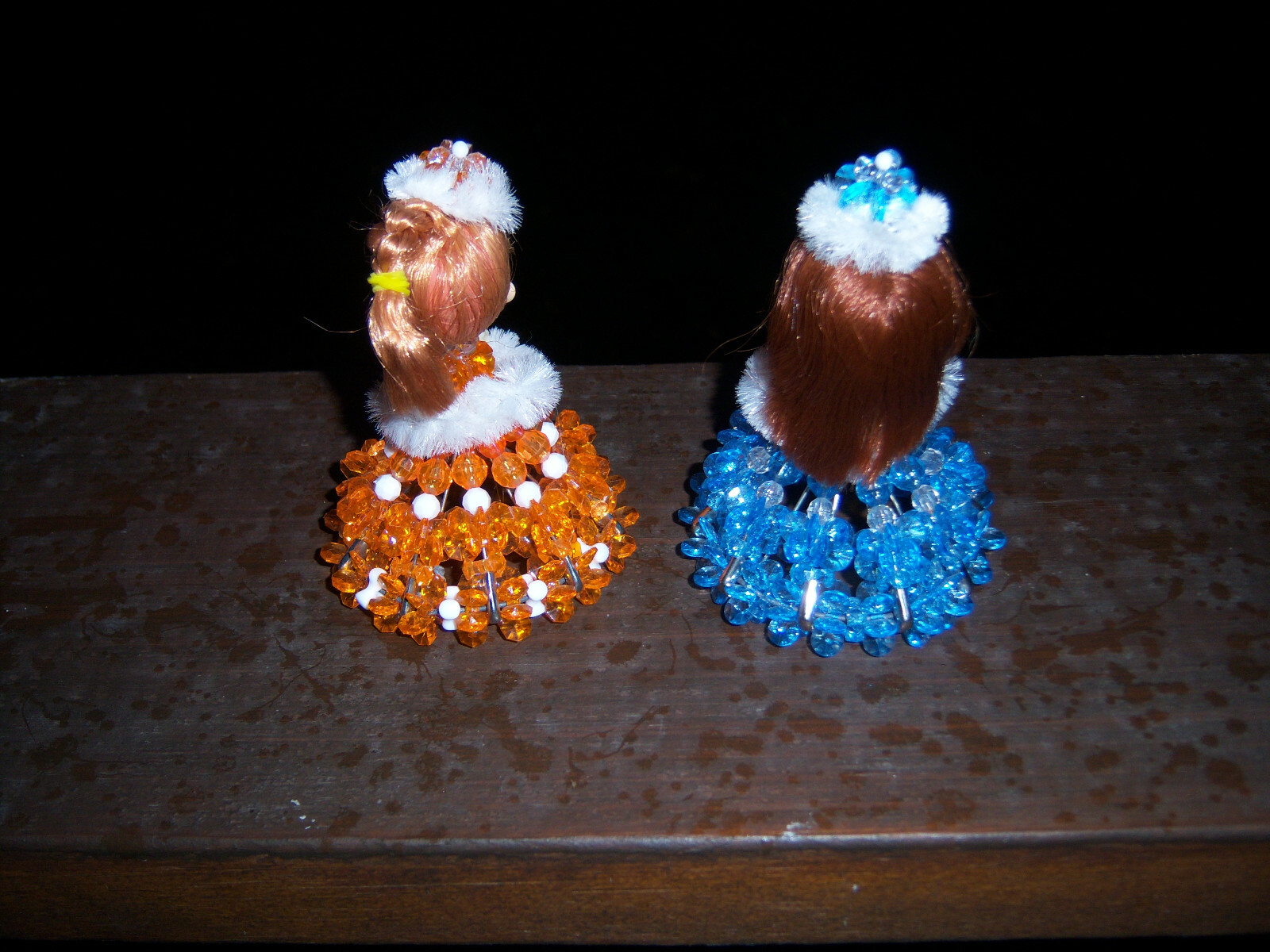 CUTE! VTG TRAMP ART LIDDLE KIDDLE DOLL HEADS BEADED SAFETY PIN DRESS ...