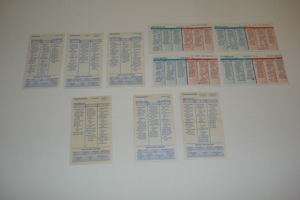 1989 Strat O Matic Baseball Season Card Set (Average to Above Average ...
