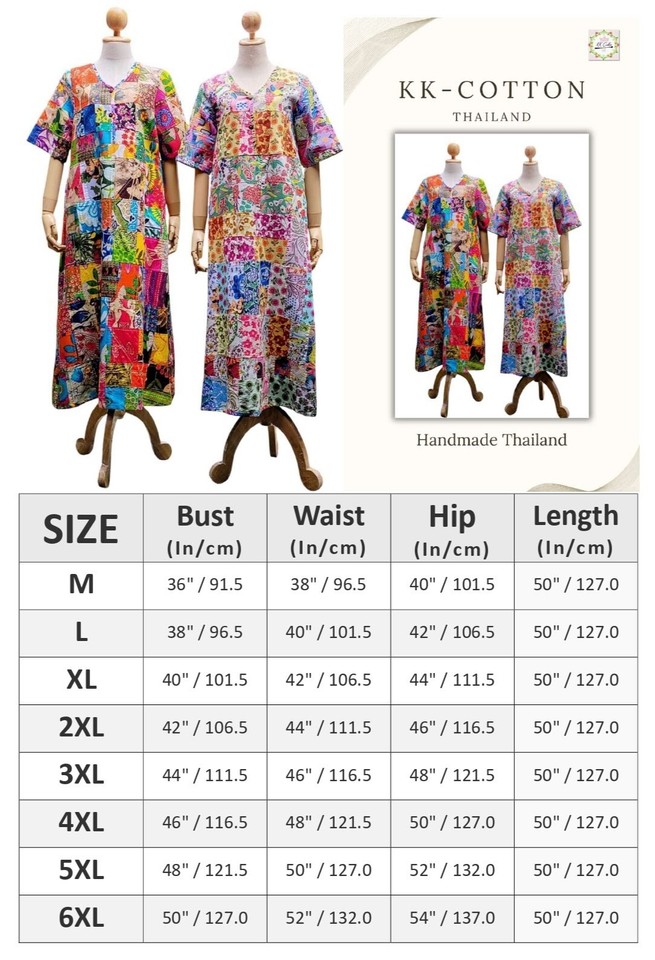 Handmade Boho A-Line Dress, V-Neck Button Front, Patchwork Cotton by Thai Women | eBay