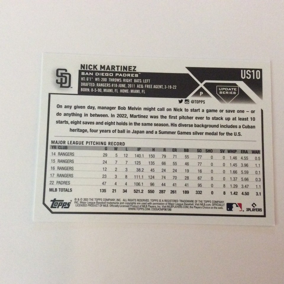 2023 Topps Update US10 Nick Martinez San Diego Padres | eBay
