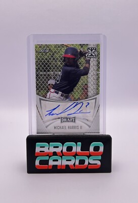 MICHAEL HARRIS II XRC Rookie Auto 2021 Leaf Draft Atlanta Braves BA-MH1 ...
