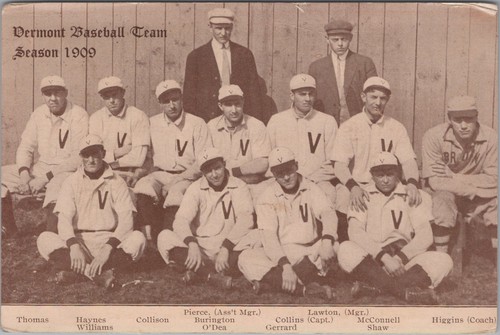 Ray Collins Larry Gardner Vermont Baseball Team Season 1909 Postcard | eBay