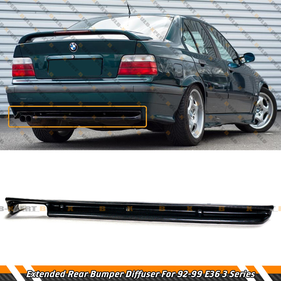 M3 STYLE UNPAINTED BLACK ADD-ON REAR BUMPER DIFFUSER FOR 92-99 BMW E36 ...