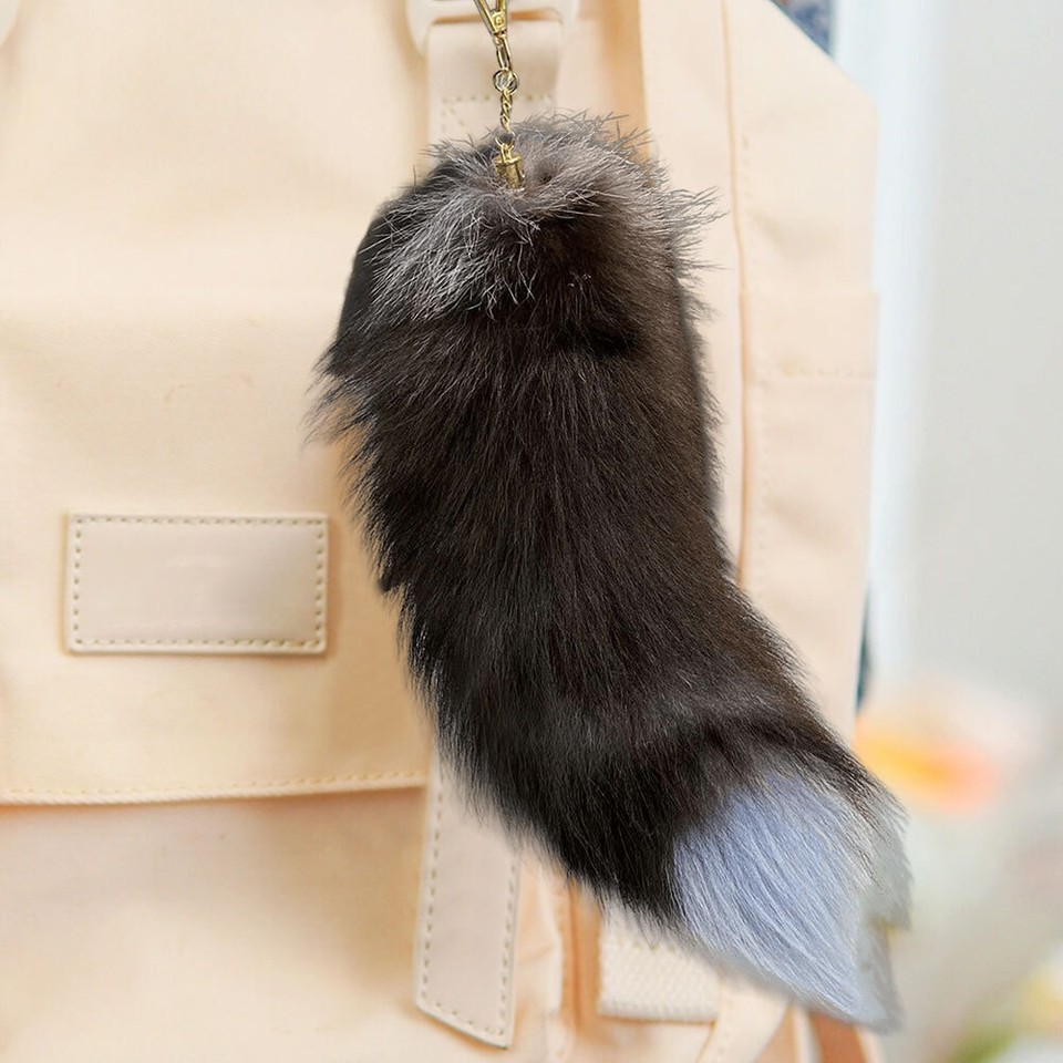 Therian Tail Fox Tail Keychain Cute Animal Tail Keychain Fluffy Fur Key ...