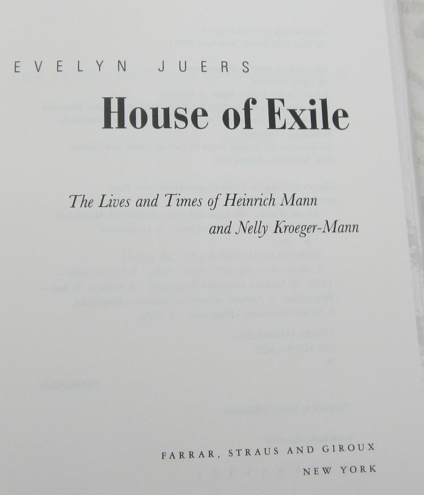 EVELYN JUERS - HOUSE OF EXILE -BIOGRAPHY of HEINRICH MANN and NELLY ...
