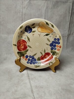 Alco Industries Stoneware Plate 10.25" Diameter Beige With Fruit Grapes ...