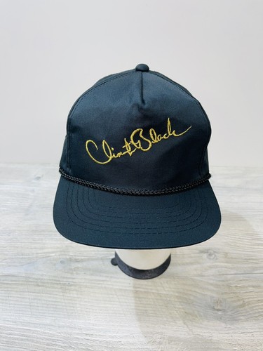 Clint Black Gold on Black Snap Back Hat Musician Cursive Spell Out | eBay