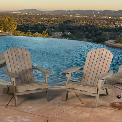 Katherine Outdoor Reclining Wood Adirondack Chair with Footrest (Set of ...