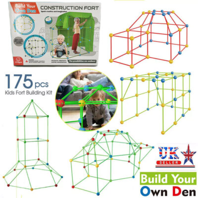 175PCS Building Your Own Den Kit Play Construction Fort Tent Making Set ...
