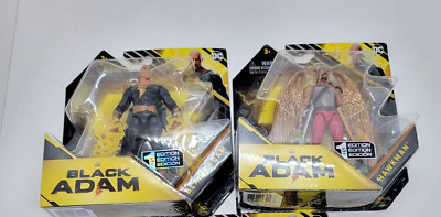 LOT OF 2 BLACK ADAM FIGURES: HAWKMAN & BLACK ADAM 4" SPIN MASTER DC 1ST ...