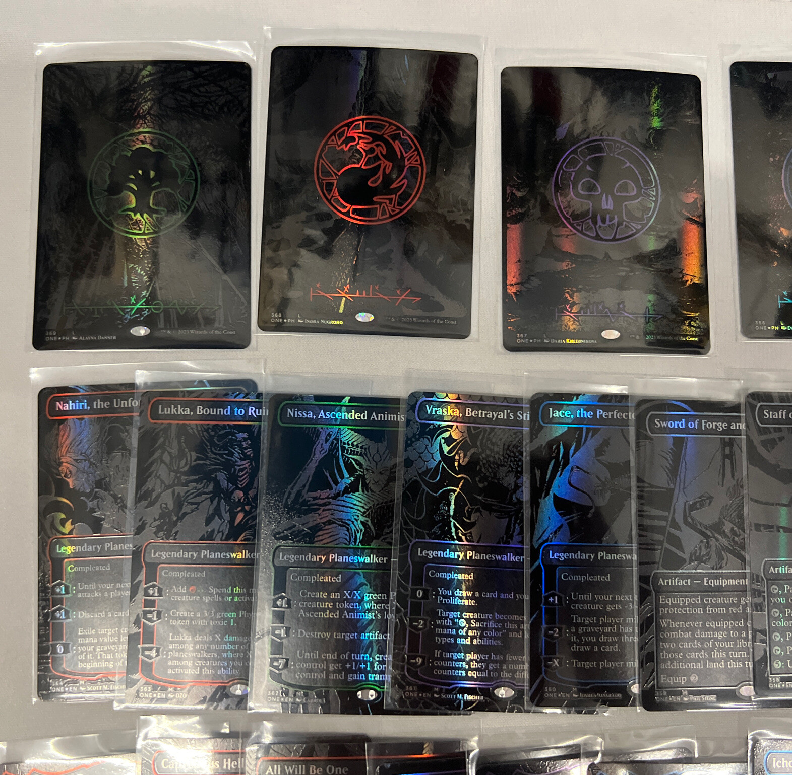 25 Cards: Complete Set Compleat Mythic Oil Slick Foil Raised ONE MTG 20 ...