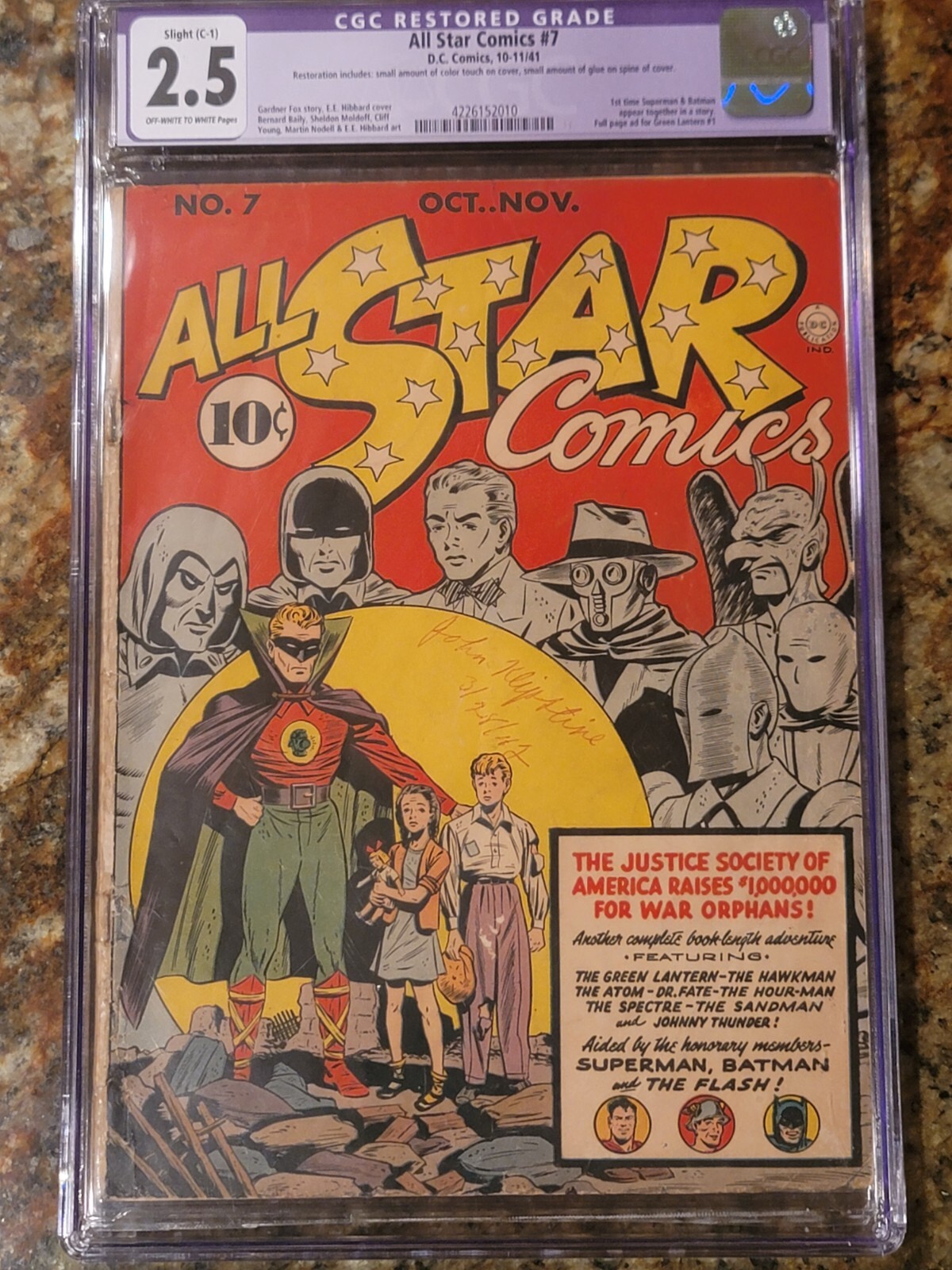 1941 D.C. Comics All Star Comics 7 CGC 2.5. 1st Superman Batman ...