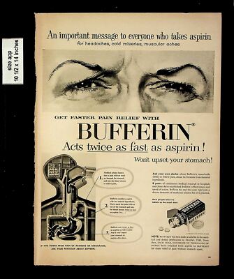 1955 Bufferin Aspirin Antacid Analgesic Vintage Print Ads 9463 | eBay