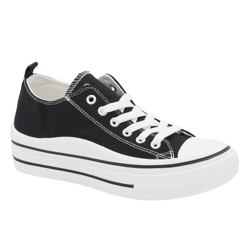 Ladies Canvas Trainers Platform Sneakers Plimsolls Lace Up Pumps Women ...