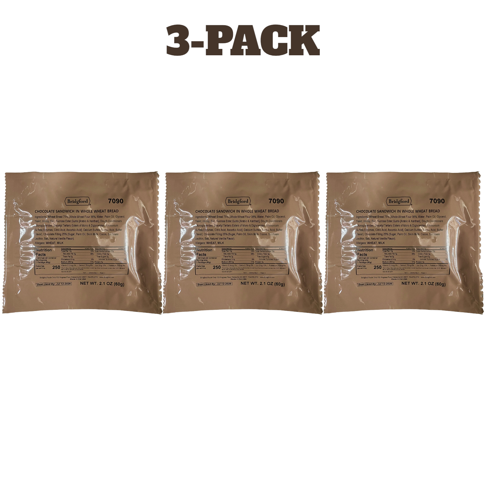 MRE CHOCOLATE TURNOVER in Whole Wheat Bread, Pack of 3 to 24 (Your ...