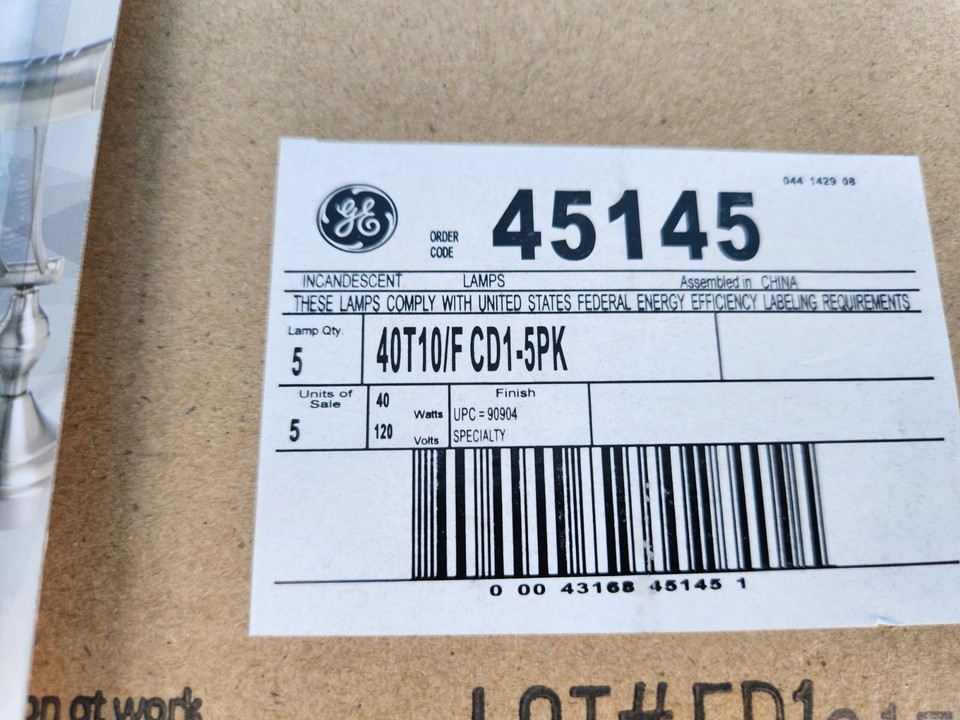 GE 45145 40watt Tubular Frosted T10 Appliance Light Bulb 5ct Medium ...