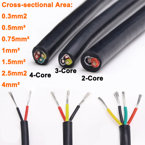 2/3/4-Core 0.3mm²~4mm² Silicone Rubber Cable Tinned Copper Wire Soft ...