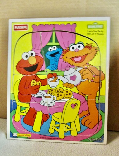 Vintage “Zoe's Tea Party" 1994 Wooden Puzzle ~ Sesame Street ~ 7 Pcs ...