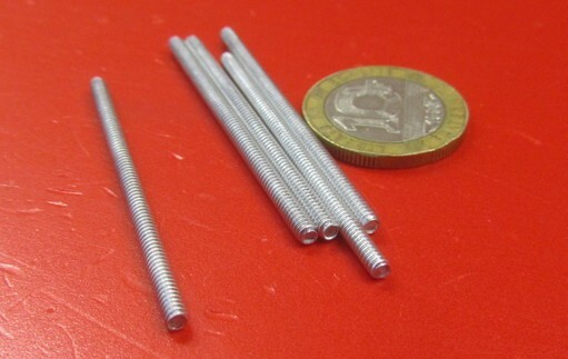 Aluminum 6061 T6 Threaded Stud, RH, 4-40 x 2.00" Long, Pkg of 50 Units ...