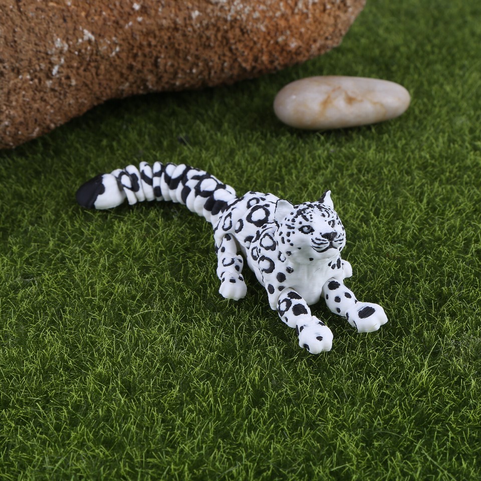 3D Printed Articulating Snow Leopard Figurine Fidget Toy for Kids ...