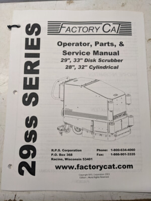 FACTORY CAT OPERATOR SERVICE PARTS LIST BOOK DIAGRAMS 29SS SERIES ...