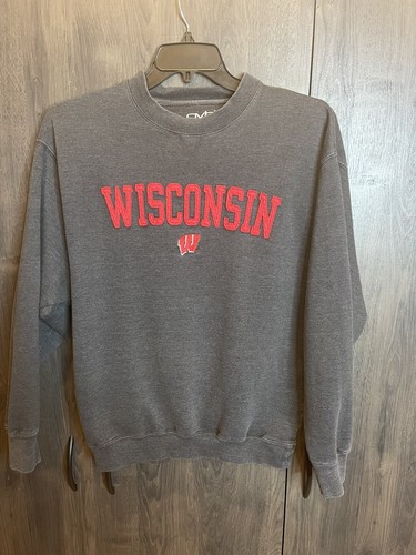 Wisconsin Badgers Crew Sweatshirtt Charcoal Adult Medium Old Varsity ...