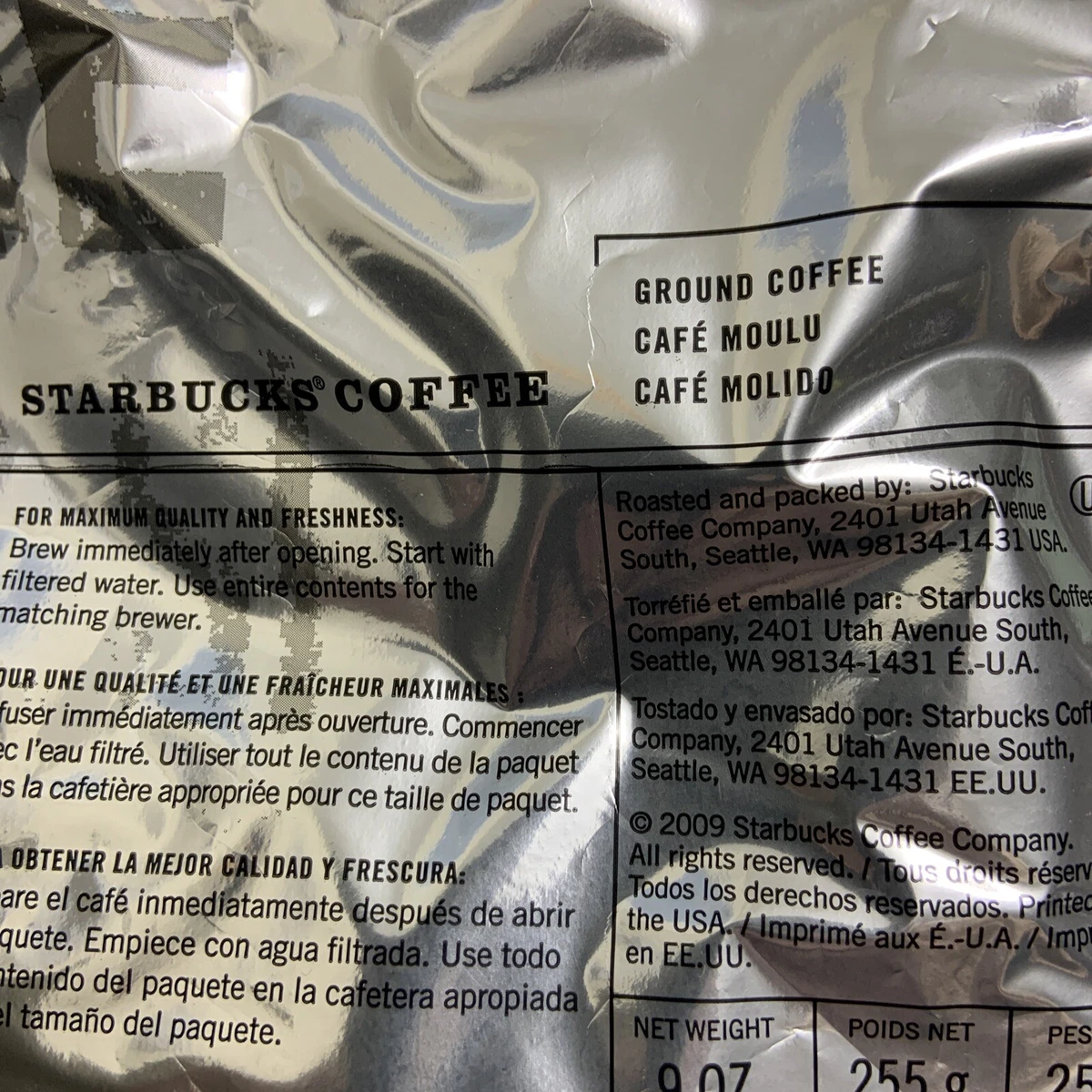 Starbucks Coffee Bag Back