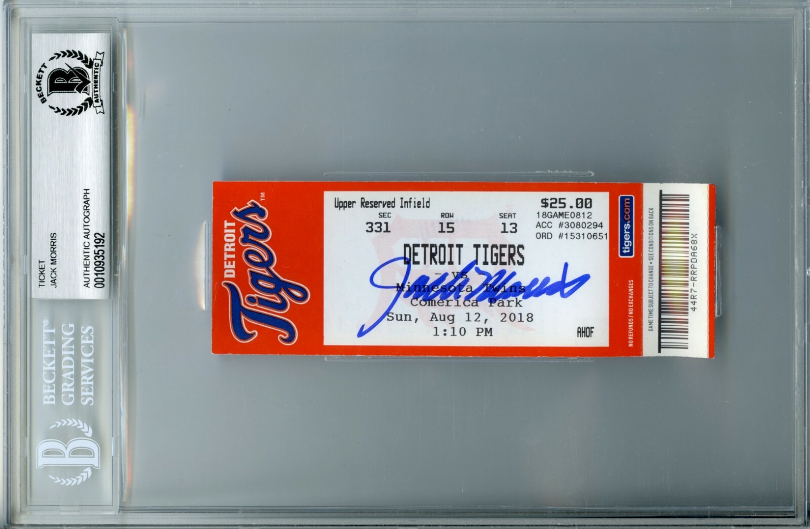 Jack Morris Autographed Memorabilia | Signed Photo, Jersey ...