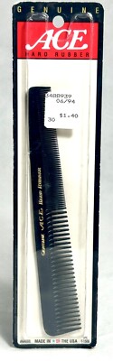 NOS VTG Genuine Ace Hard Rubber Comb 7" Black AA088 Made USA Sealed Barber | eBay
