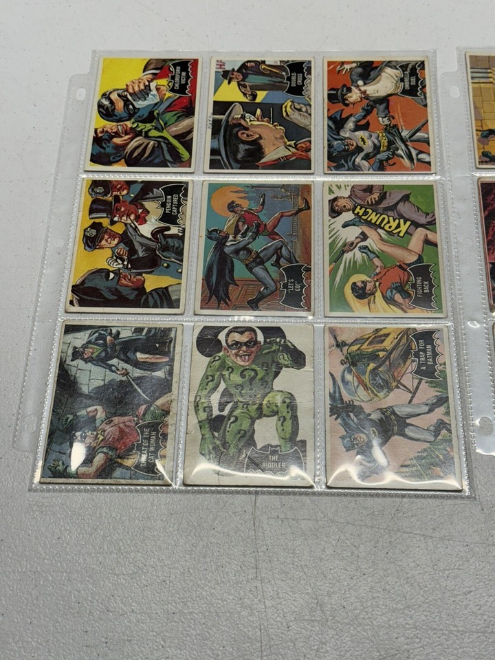1966 BATMAN LOT OF 17 CARDS BLACK & RED BAT GOOD CONDITION RIDDLER ...