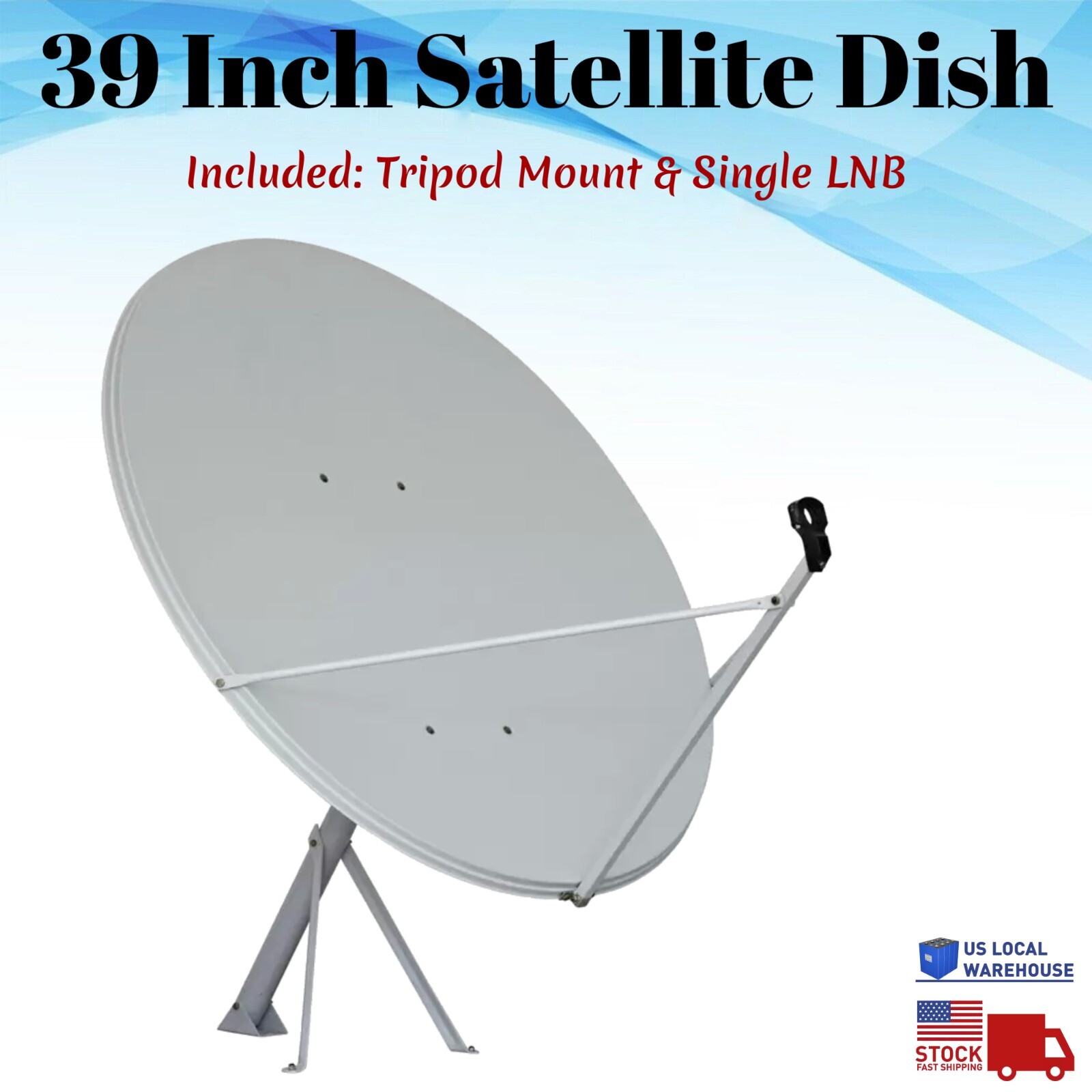 39 Inch 99cm Satellite Dish Kit Tripod Mount & Single LNB - KU BAND FTA ...