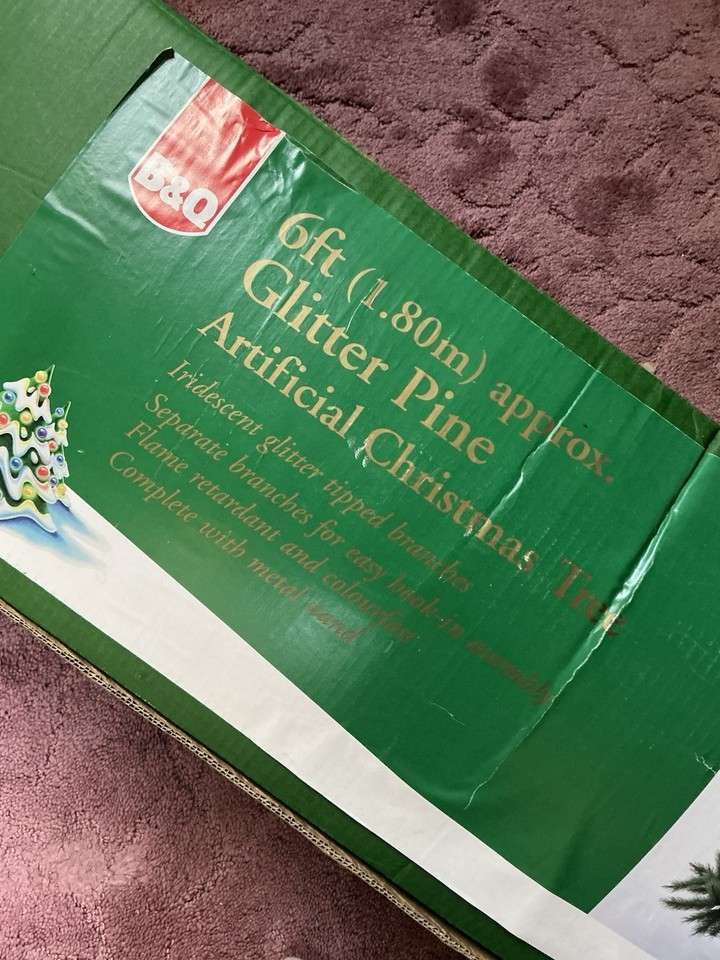 Christmas Tree B & Q 6 “ Glitter Pine Christmas Tree with Stand ...