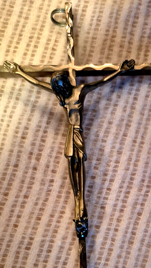 Vintage Metal Wall Crucifix Silver Tone Figure Jesus Mounted Cross 9 ...