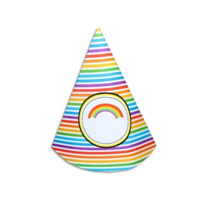 12pce Party Hats Rainbow Theme Paper 18cm for Birthday Parties | eBay