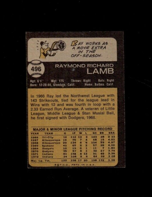 1973 Topps #496 RAY LAMB Indians NRMT | eBay