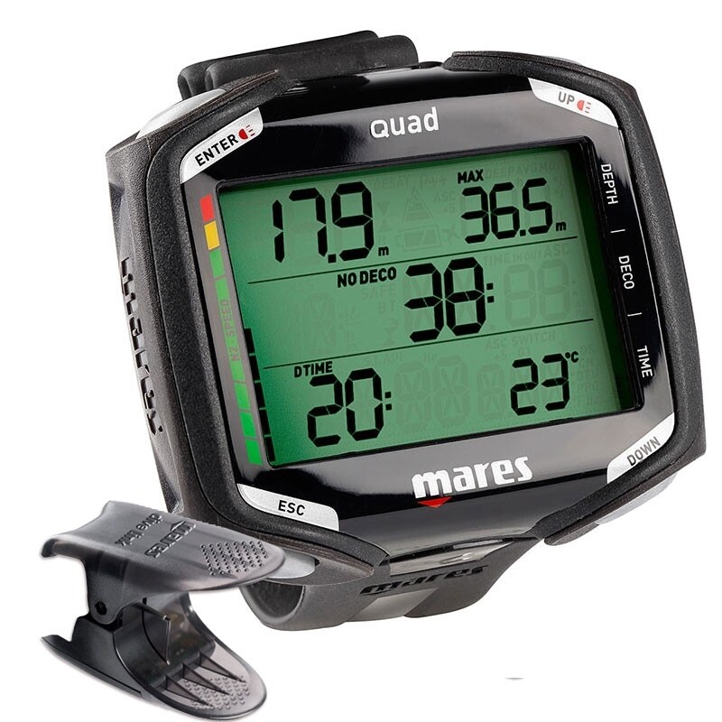 Mares Quad Black Dive Computer with Screen Protector and USB Interface ...