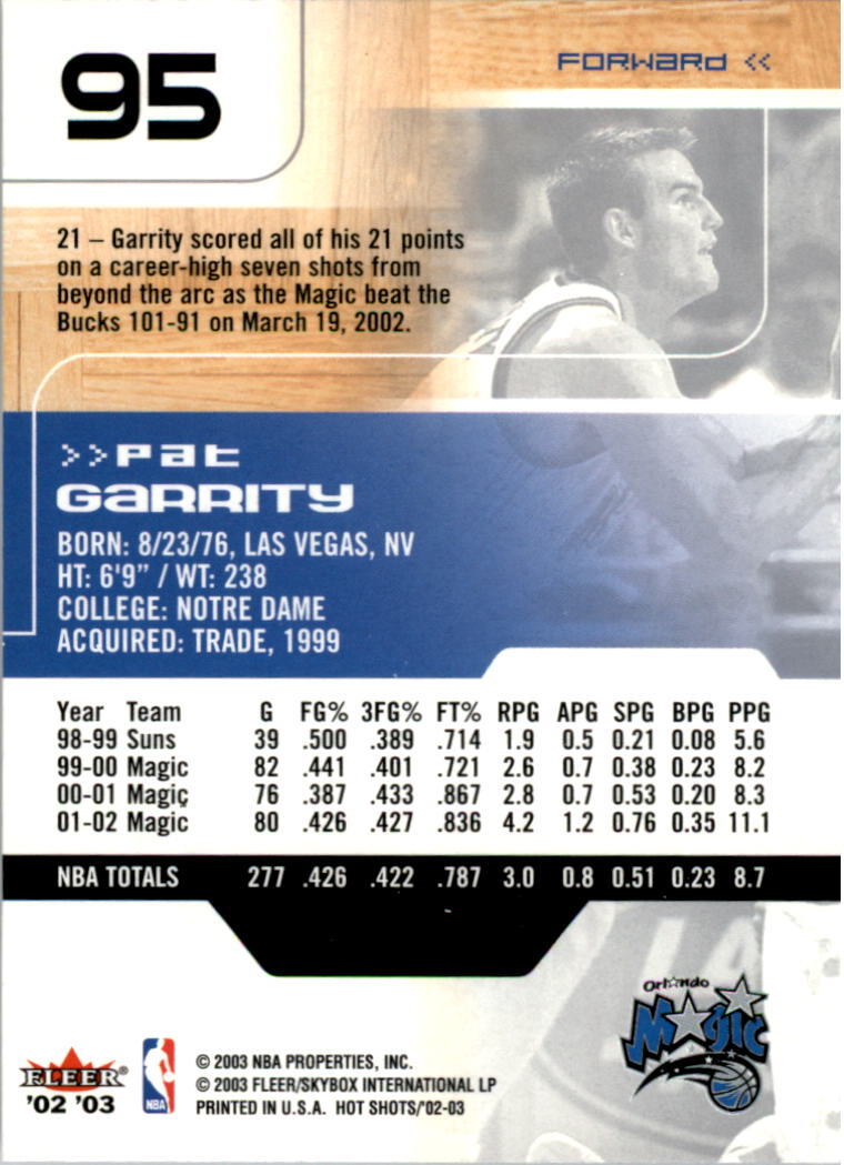 2002-03 Fleer Hot Shots - #95 Pat Garrity for sale online | eBay