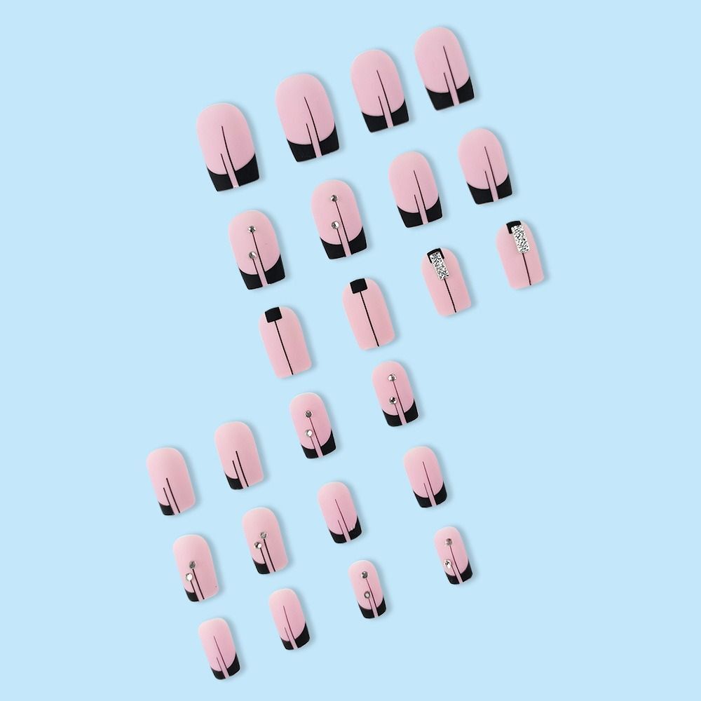 Square Head False Nail Medium Length Press on Nails Waterproof Nail ...