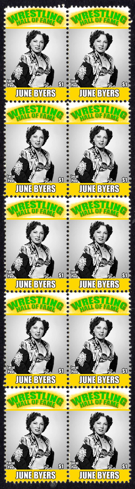 JUNE BYERS WRESTLING HALL OF FAME INDUCTEE STRIP OF 10 MINT STAMPS | eBay