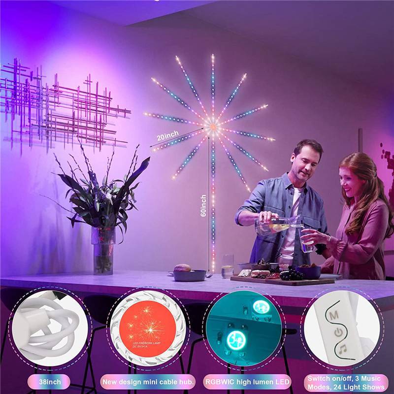 Dream Lights RGB Firework Sound Color LED Strip Sync 5V Music Bluetooth ...